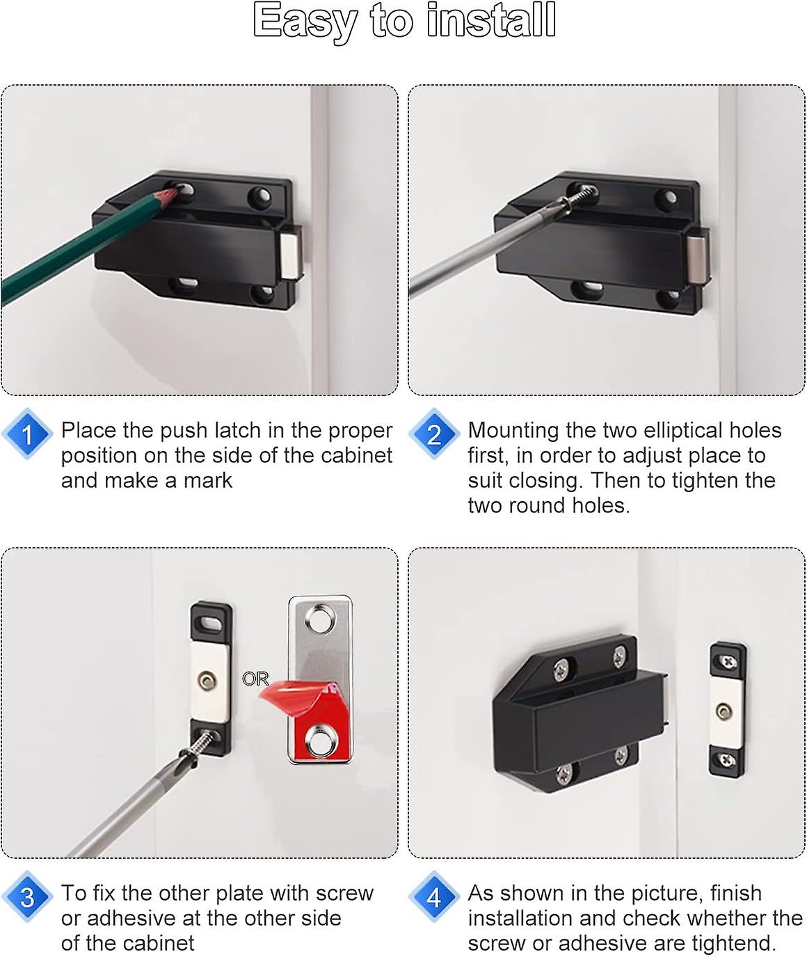 Push to Open Closure Magnet Magnetic Latch Push Door Lock 4 Pieces Push ...