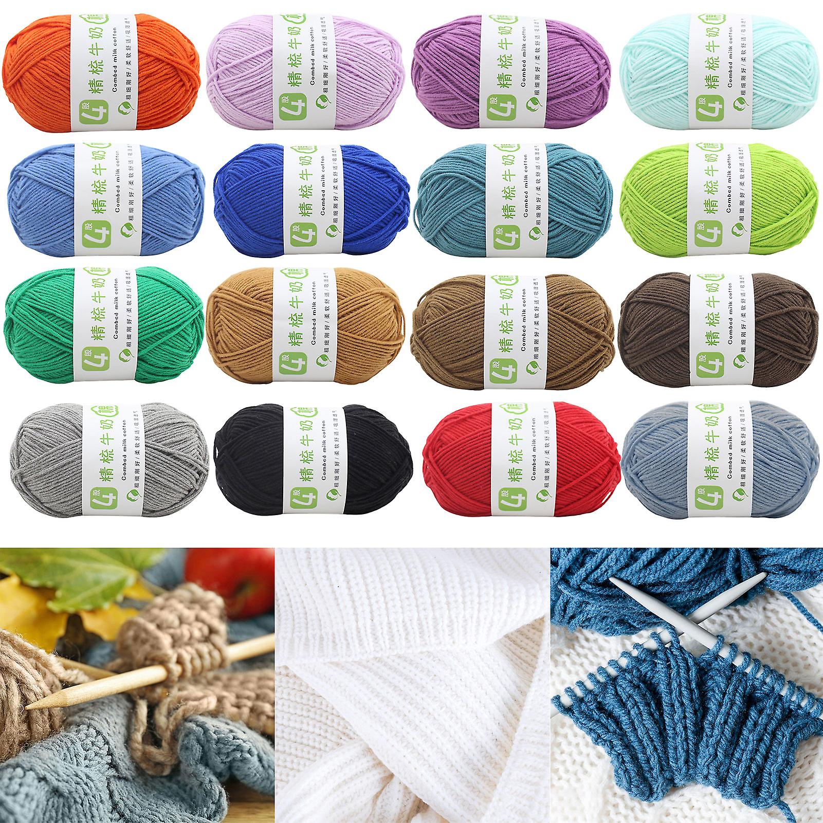 1 Roll 4 Strand Woolen Yarn Super Soft DIY Wear Resistant Milk Cotton ...