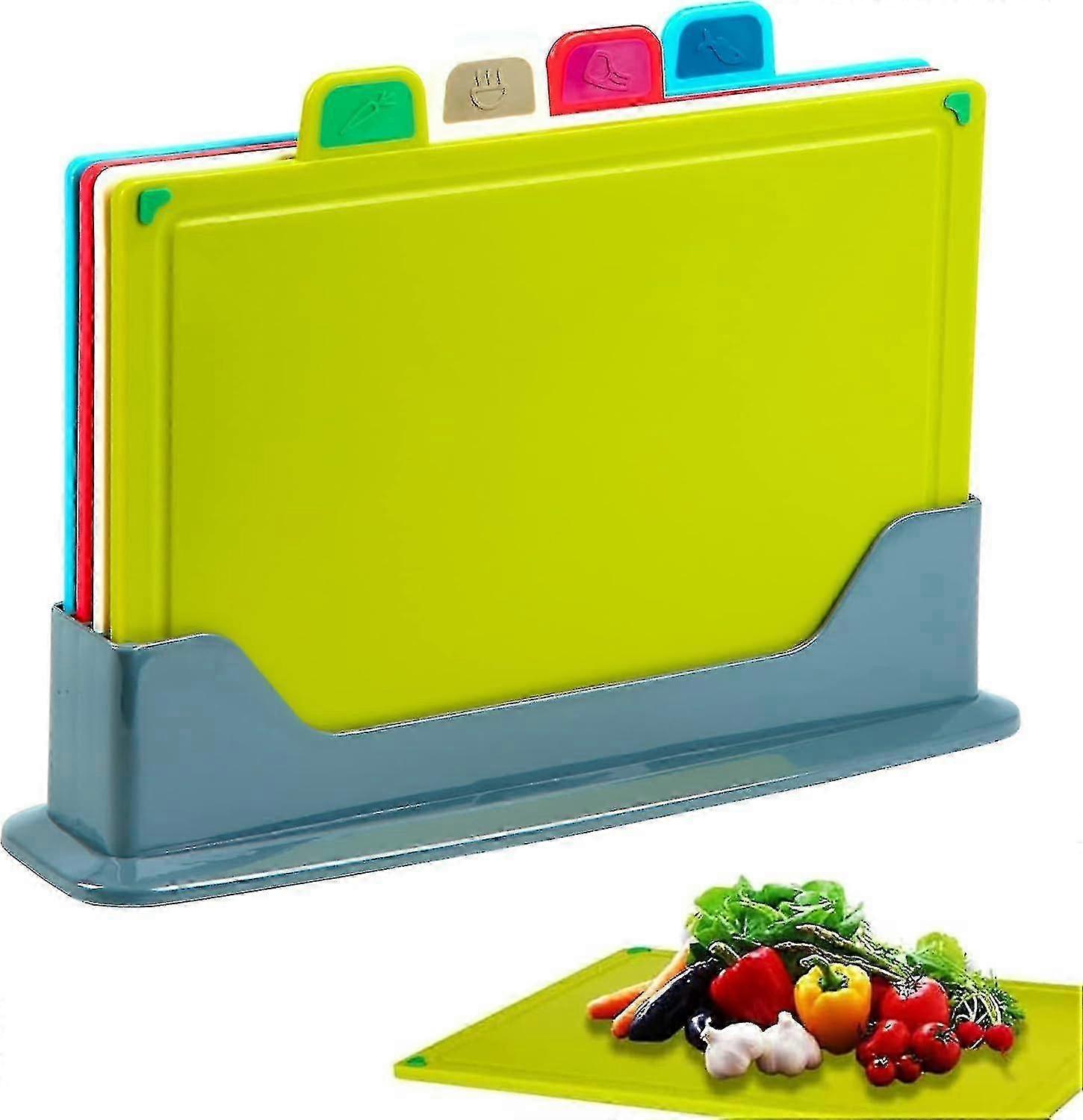 Coloured Chopping Board Set & Stand | Non Slip Set Of 4 Colour Coded ...