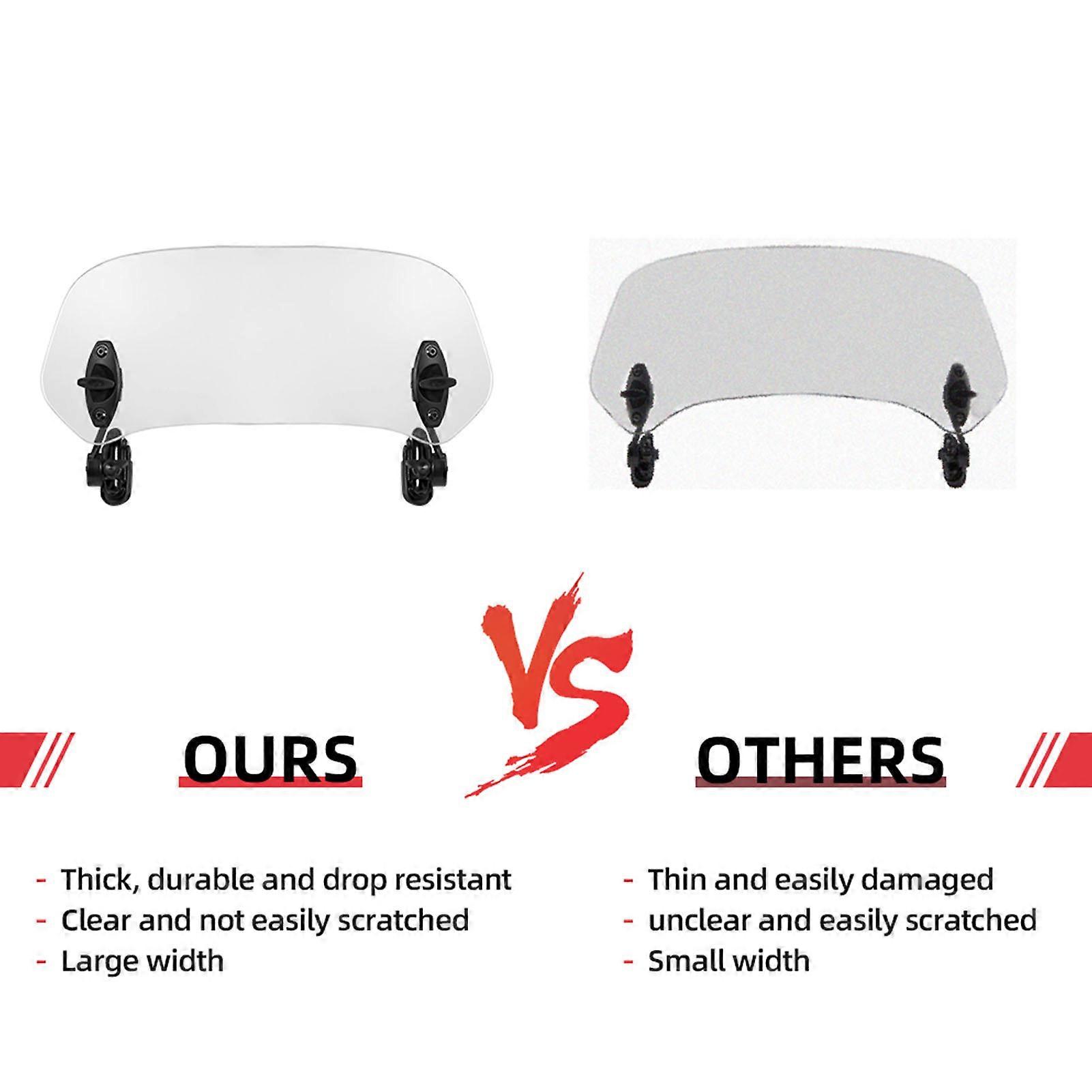 Universal Motorcycle Acrylic Adjustable Wind Screen Extension Clip-On ...