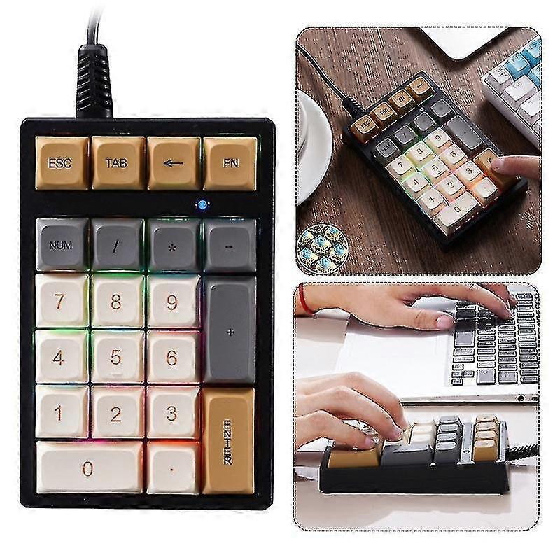 Mechanical Numeric Keypad Green Axis Rgb Usb Wired Keyboard Computer Numpad 21 Keys Pbt- Keycap ...