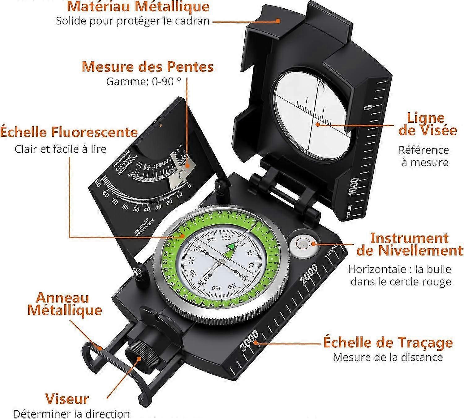 Professional Hiking Compass with Clinometer Aiming Compass Navigation ...