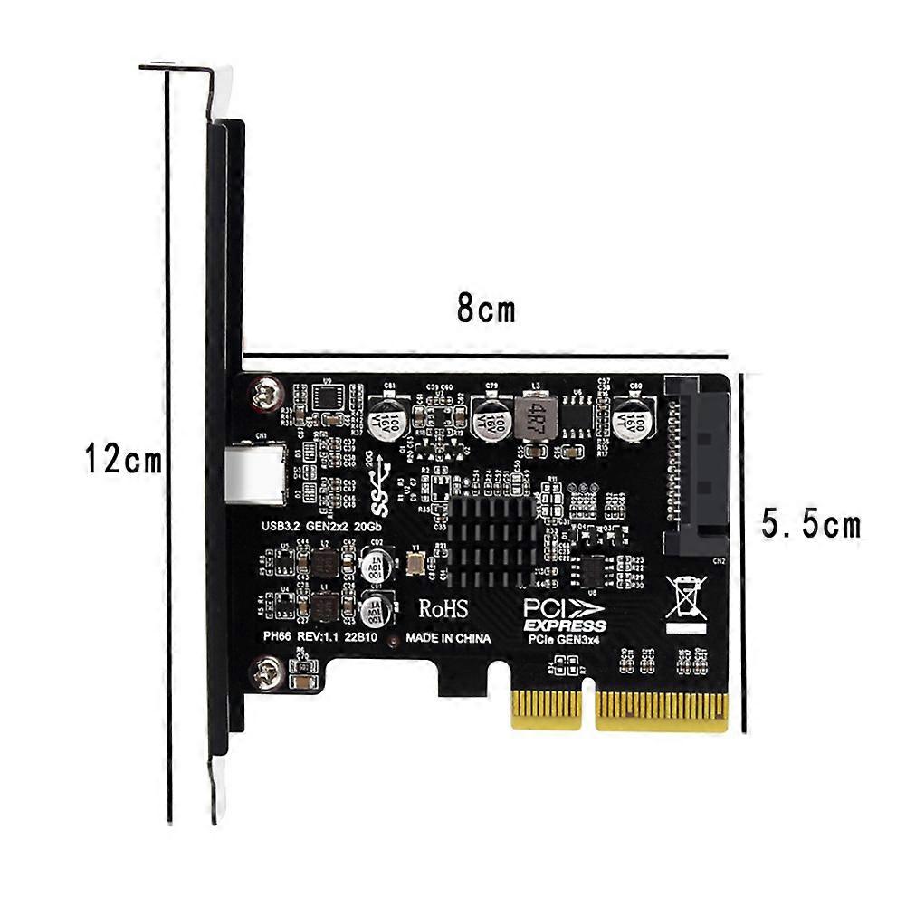 USB PCIE Card Type C PCI-Express 4X to USB 3.2 Gen 2X2 (20Gbps) ASM3242 Chipset for Windows 8/10 ...