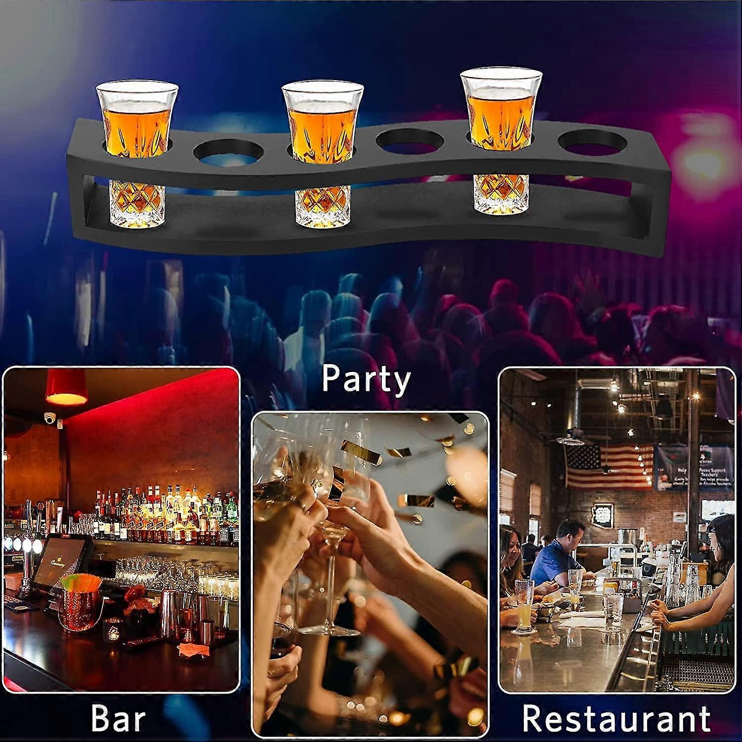 Shot Glass Holder, 6 Holes Cocktail Holder Drinks Serving Board ...
