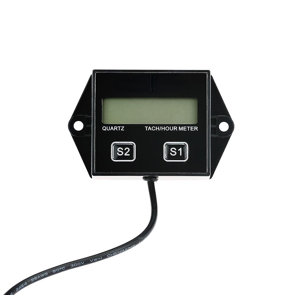 Digital engine tach tachometer hour meter gauge resettable inductive ...