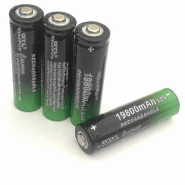 4 Pcs 18650 Battery 19800mah3.7v Flashlight Rechargeable Battery ...