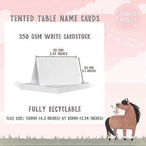 White folded table name cards for party reception birthday 50 or 100 ...