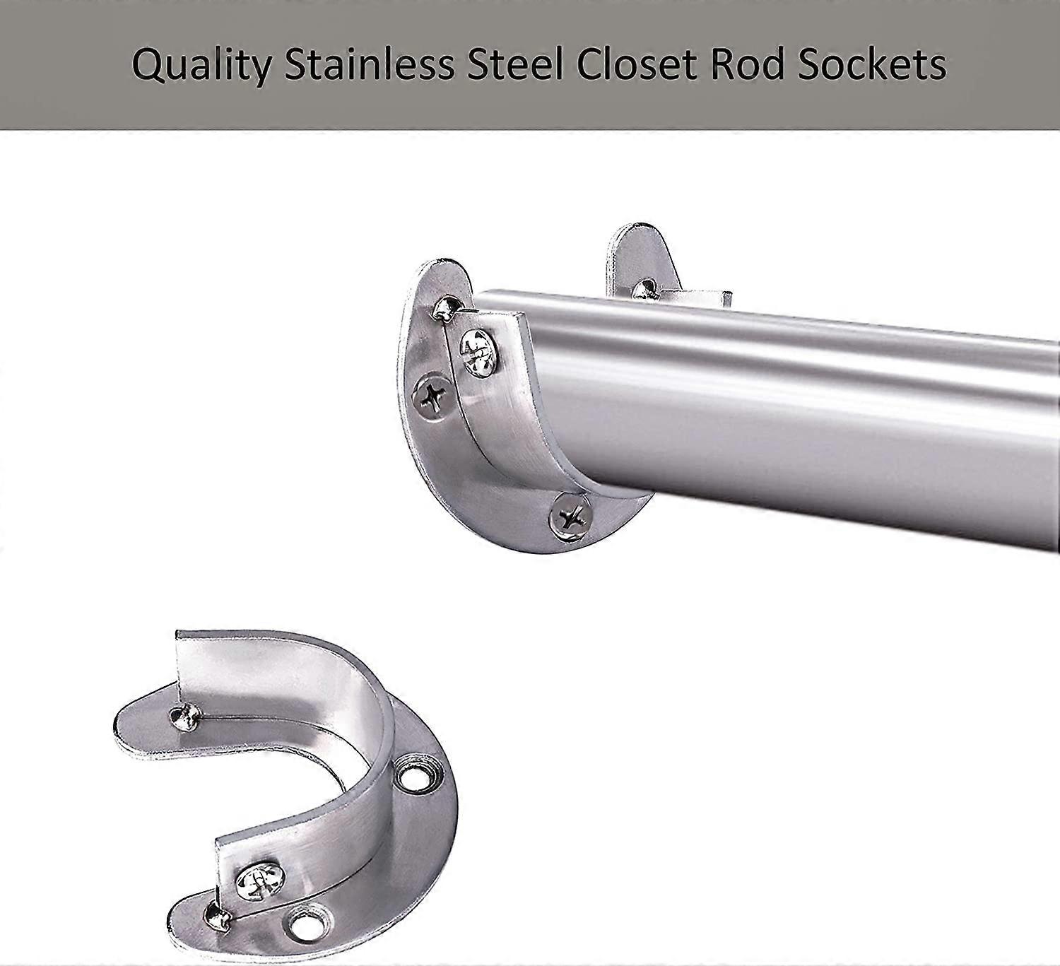 Stainless Steel Wardrobe Rod Bracket, 4 Pieces U Shaped Curtain Rod ...