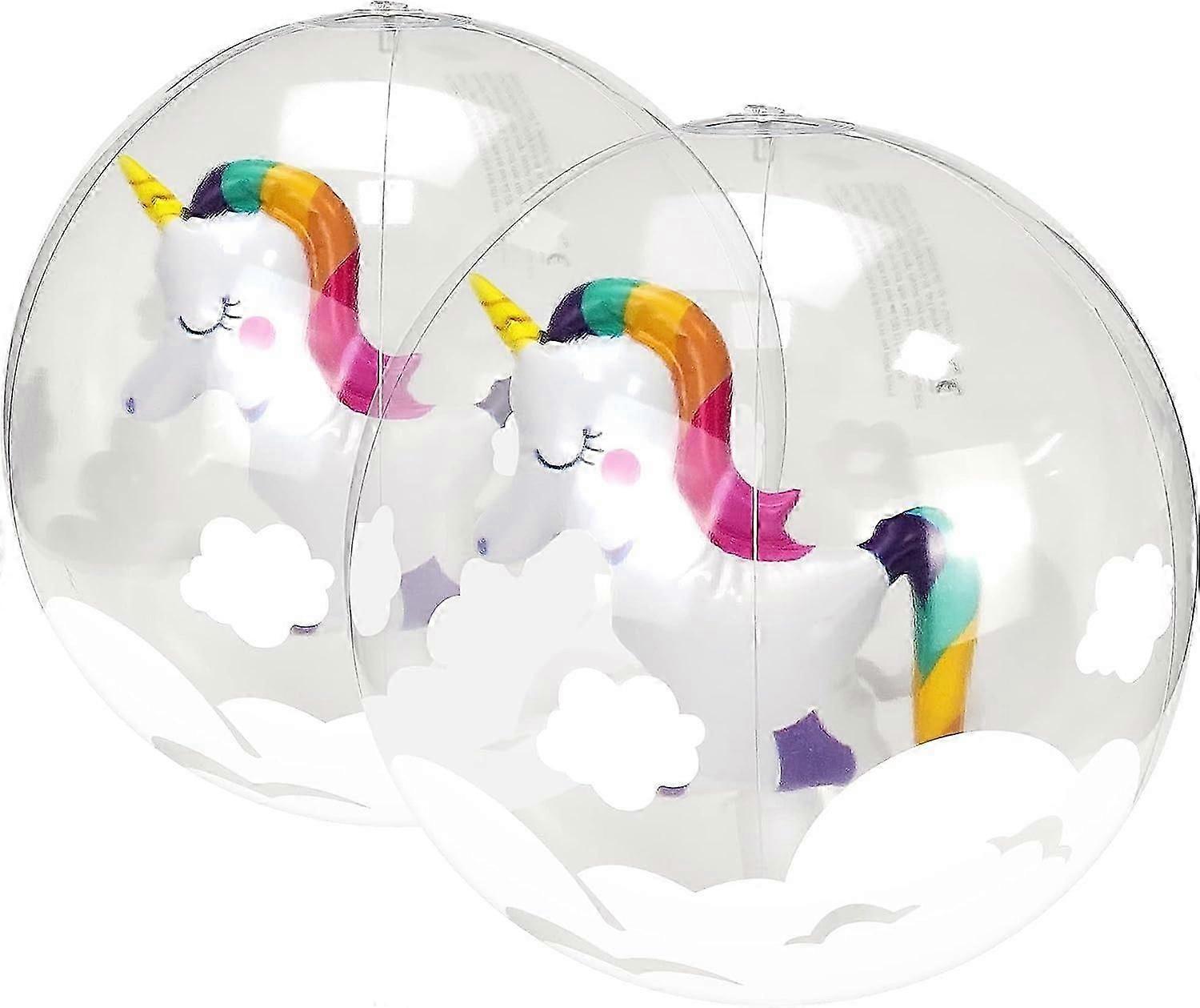 2 Pieces 12 Inch Inflatable Unicorn Beach Ball for Summer Water Fun ...