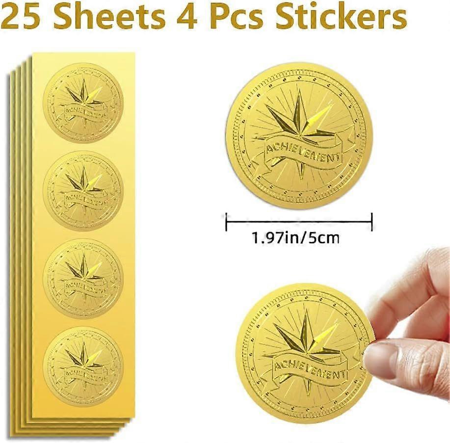 Gold Foil Stickers Seals Official Embossed Achievements Star 2 Inch ...