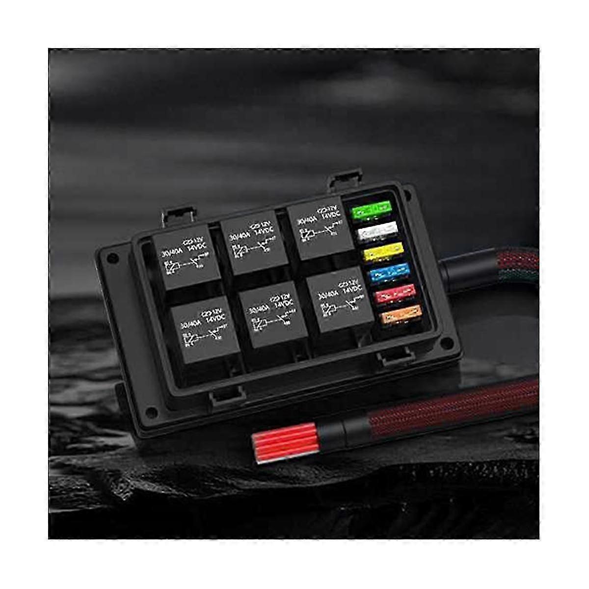 Relay Box 12V with 6 PCS 4 Pin Relays and 6 PCS ATC/ Blade Fuse Pre ...