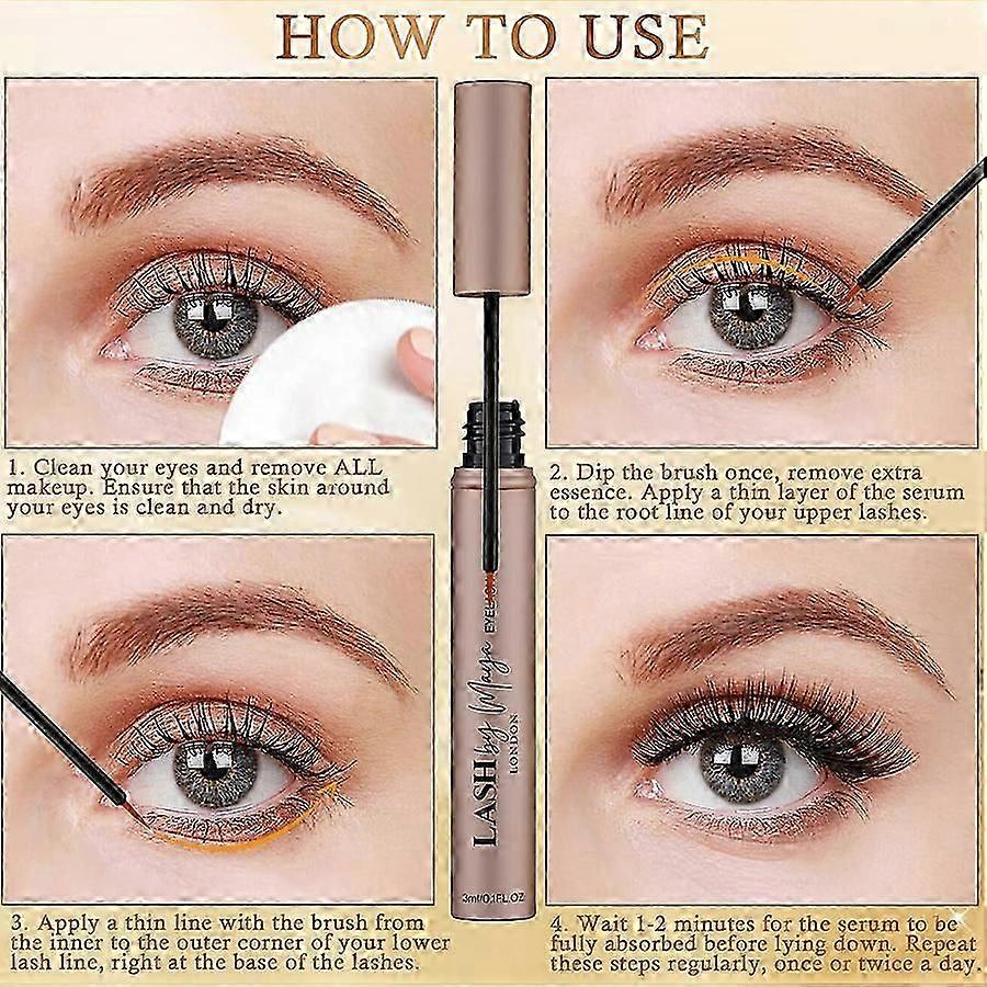 3ml Eyelash Growth Serum Lengthen Thicken Volumize Eyelashes Curl ...