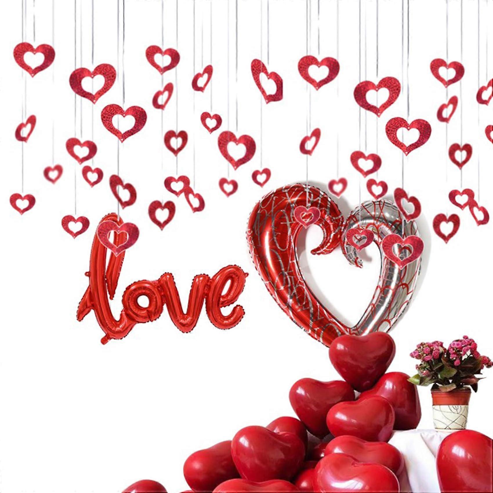 ZENGO Romantic Decorations Valentine's Day Balloons Decoration Set Red ...