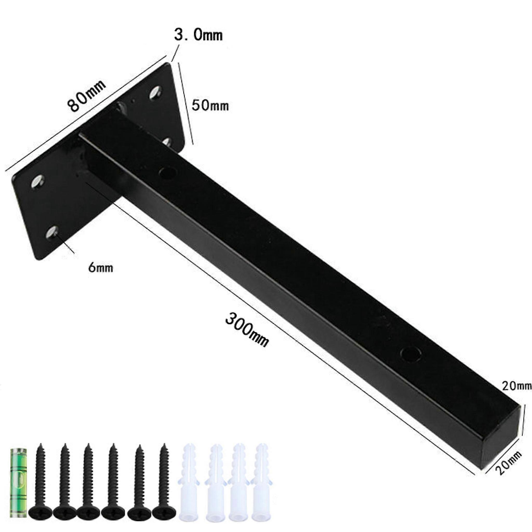 Shelf brackets, 2 pieces, black, wall-mounted, iron shelf holders ...