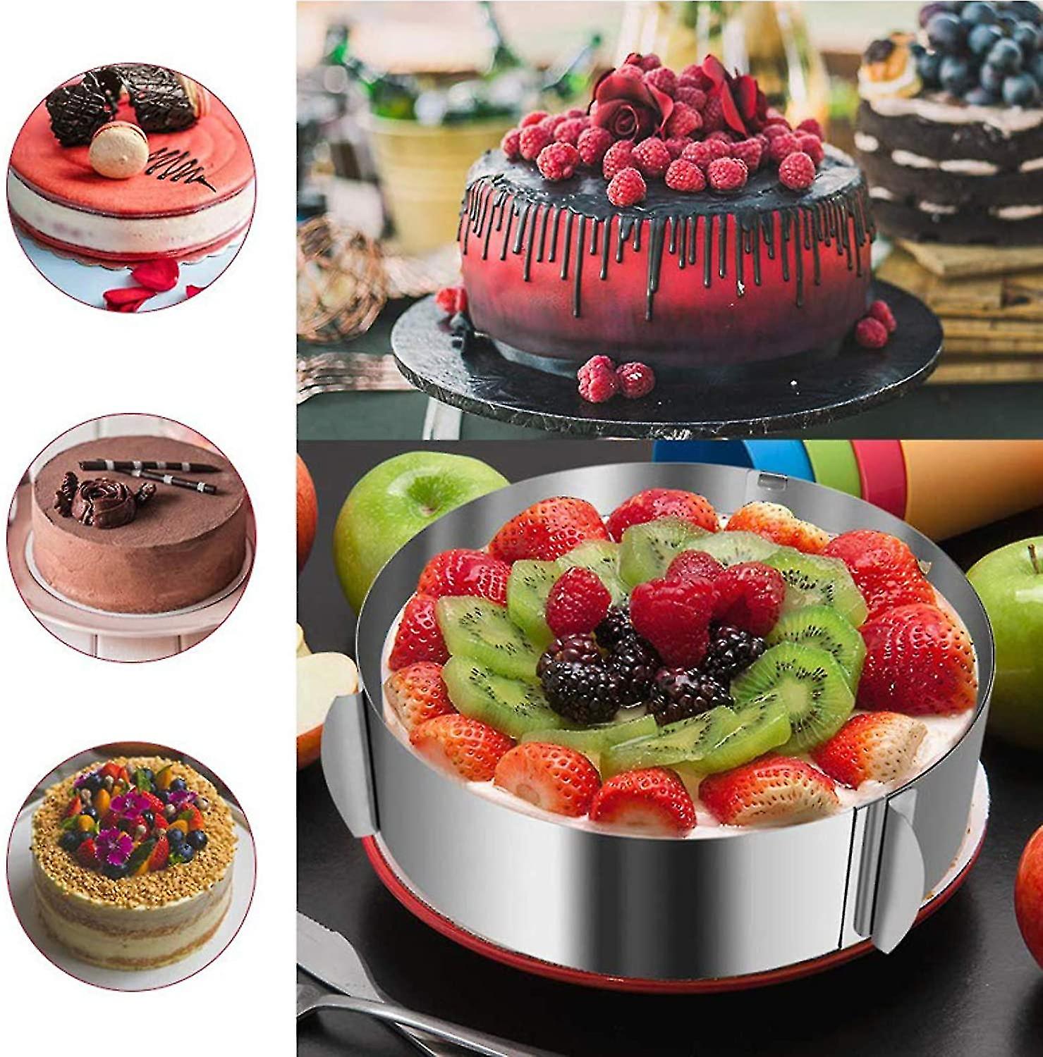 Cake Mold And Acetate Sheets For Baking, 20to40cm Adjustable Stainless ...