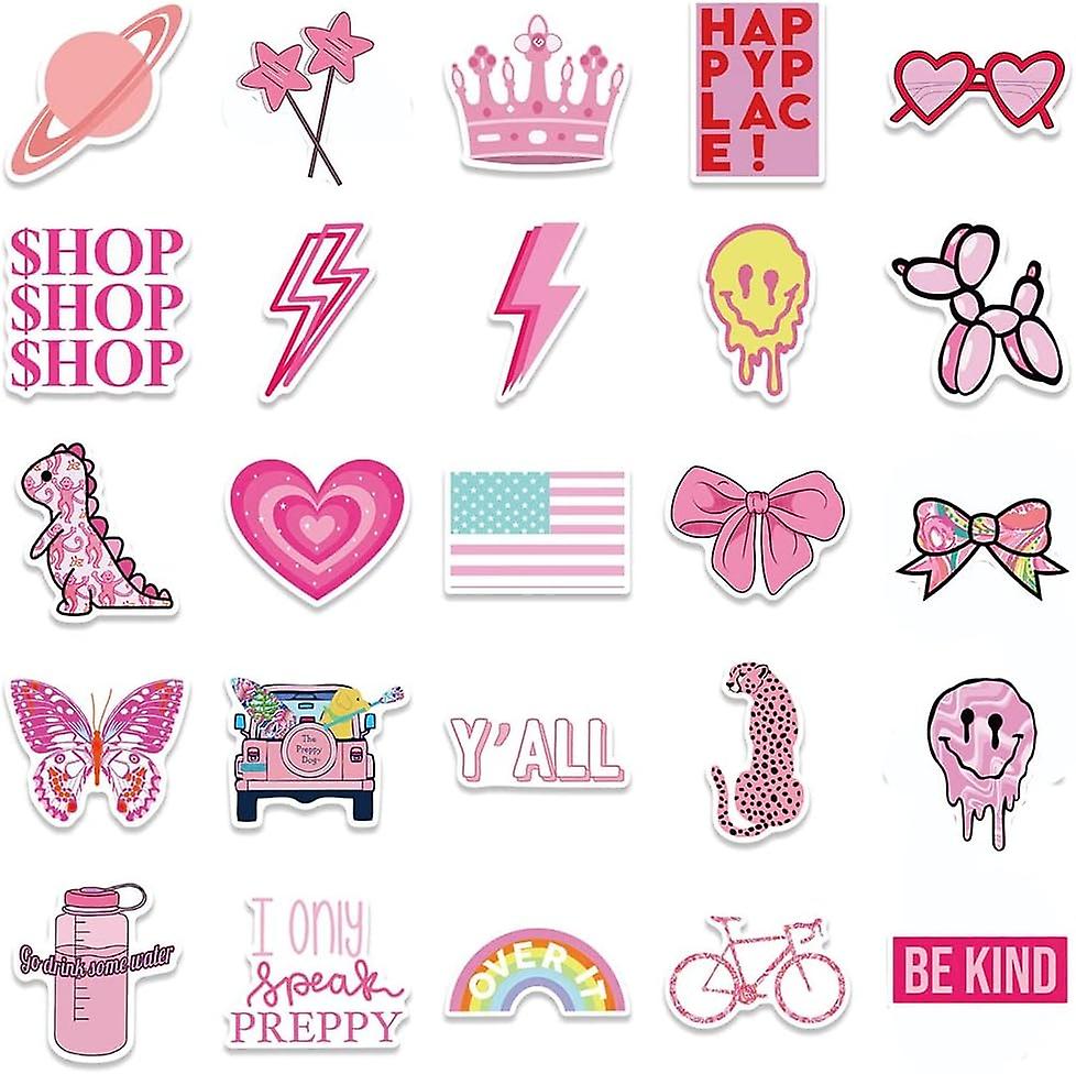 50pcs College Style Pink Style Girl Cartoon Stickers Aesthetic Phone ...