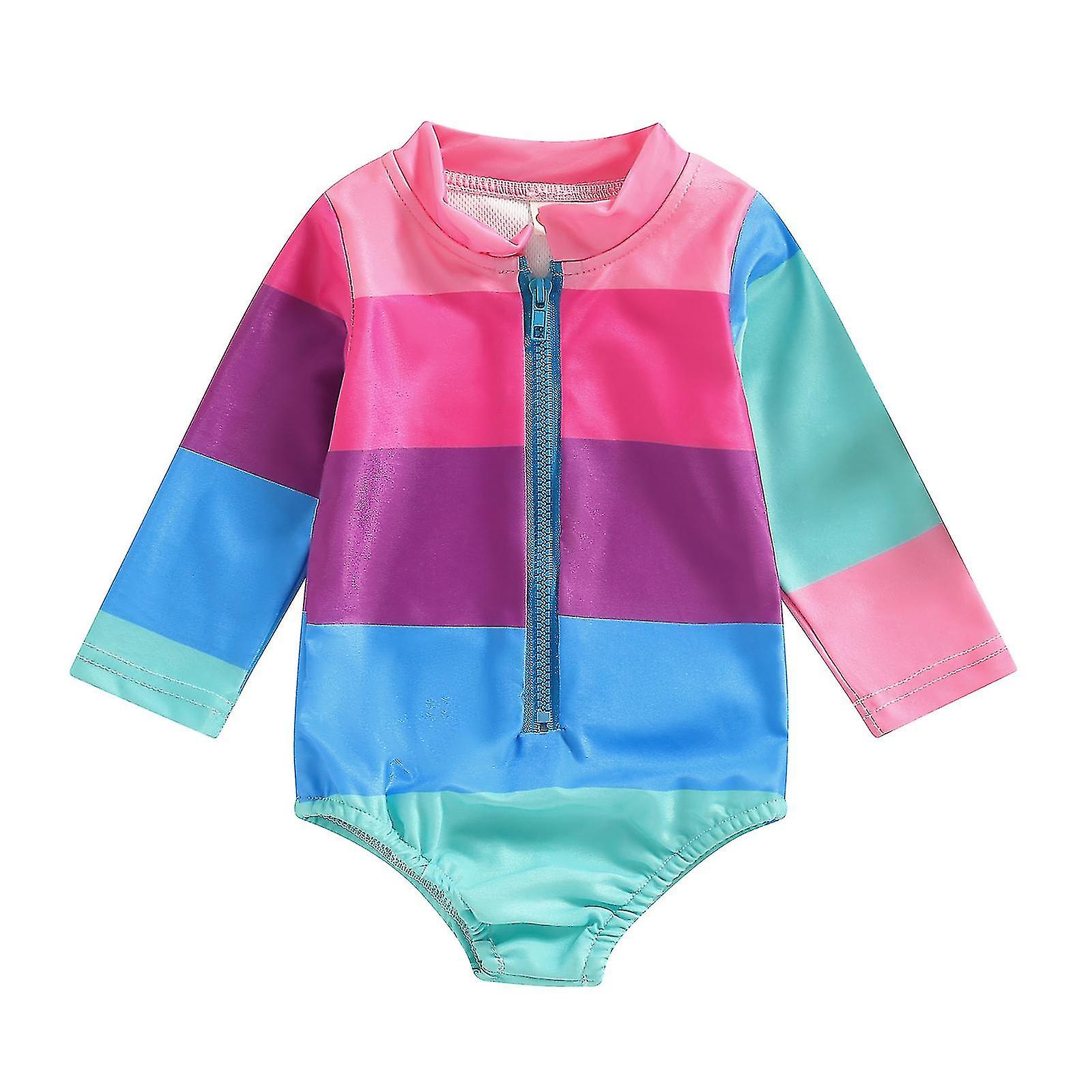 Children's Rainbow Swimsuit Zipper Bikini Harness Type Triangle ...