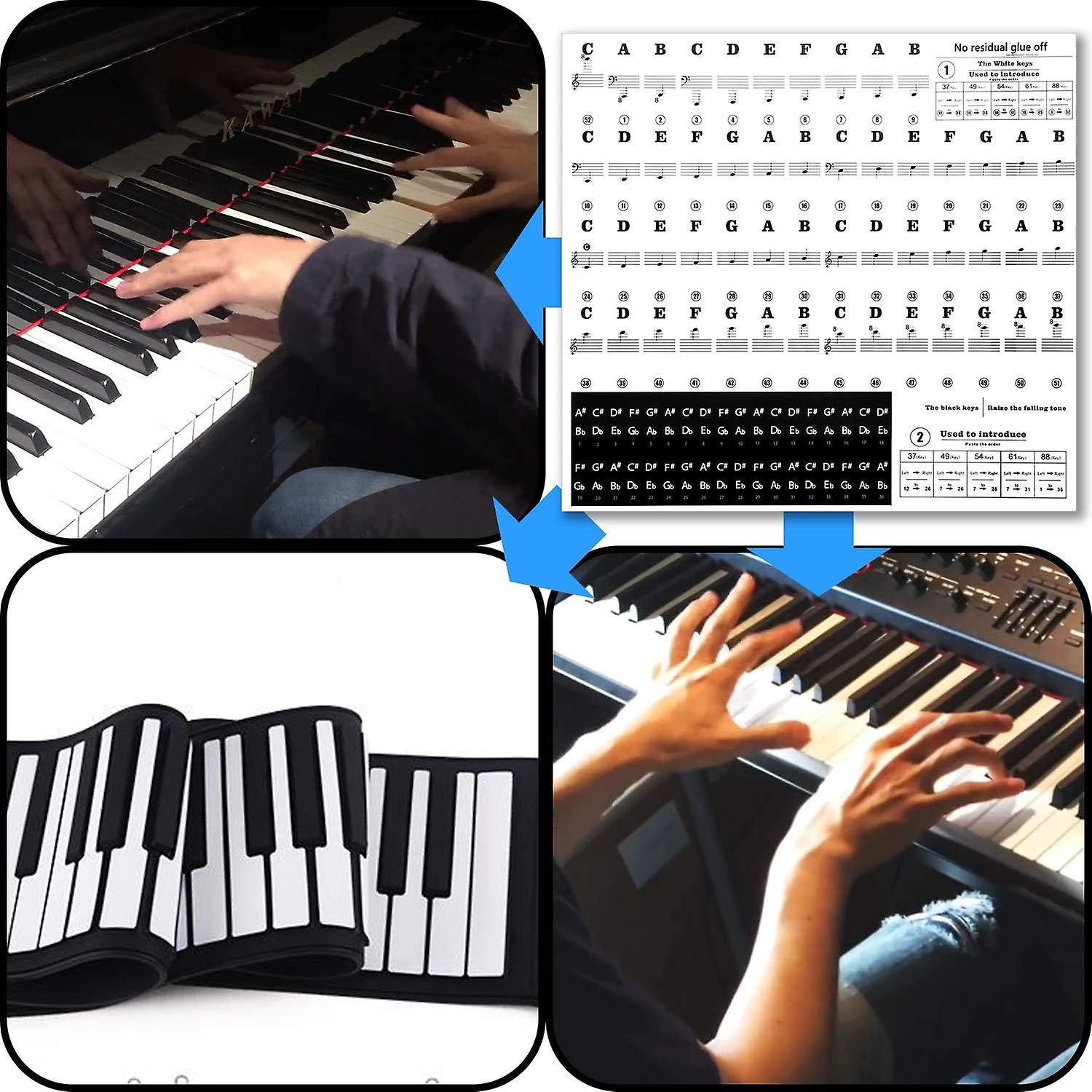 Piano Keyboard Music Note Full Set Stickers - Removable Stickers For ...