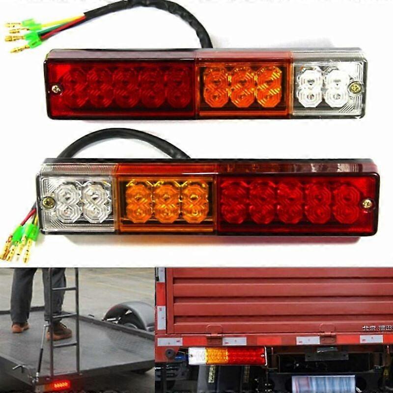 Round Trailer Lights 2pc Red LED Square Stop/Turn/Tail Lights For ...