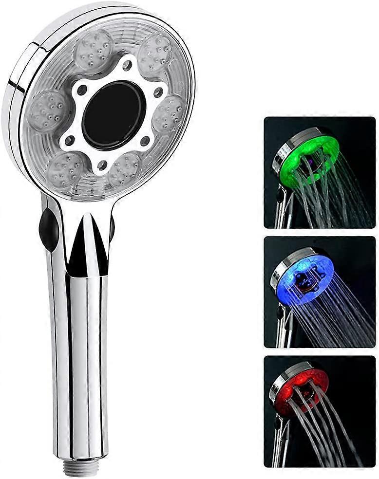 Led Shower Head, 3 Colors Shower Head With Temperature Display ...
