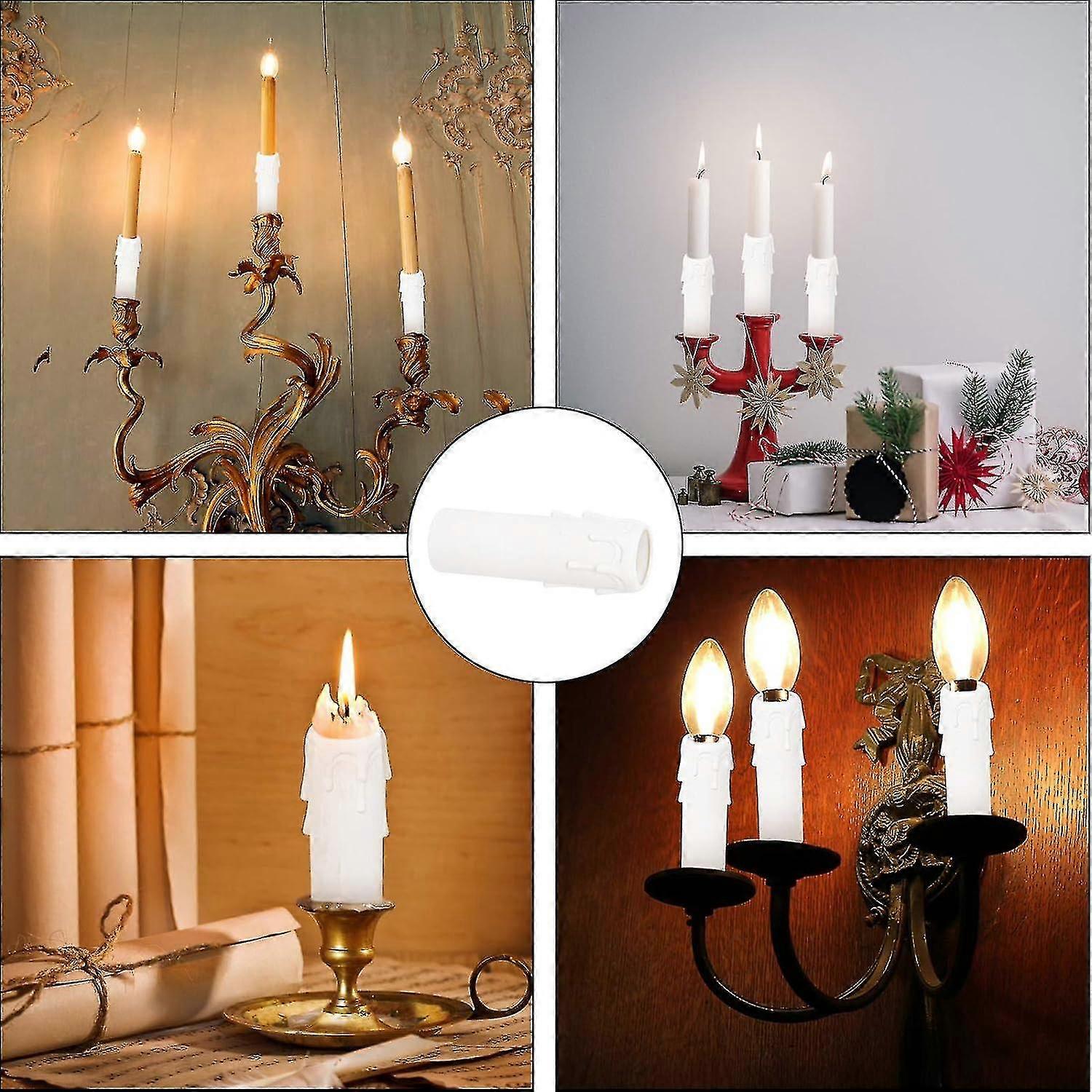 10 Pcs Candle Drip Sleeves 30 Mm X 100 Mm White Plastic Candle Covers ...