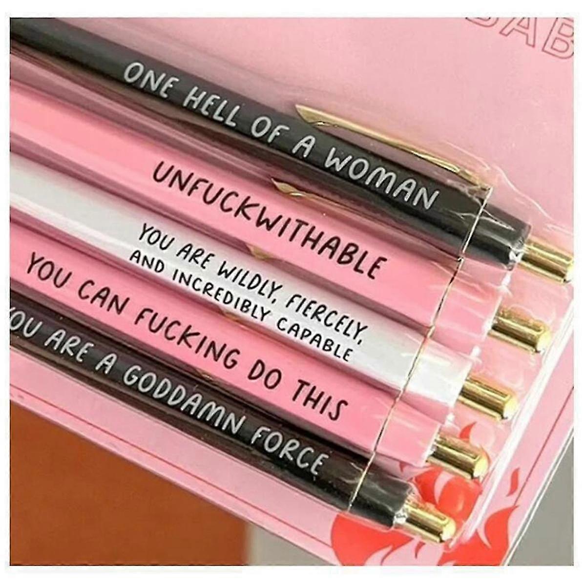 Motivational Badass Pen Set, 5pieces Funny Daily Ballpoint Pens Office ...