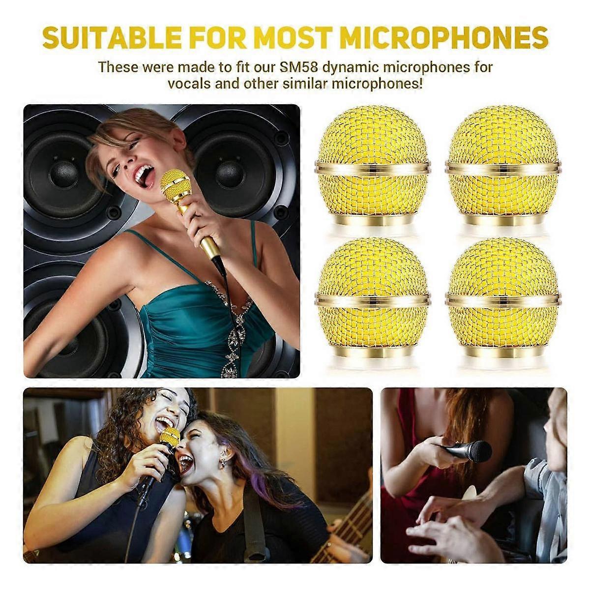 4PCS Mic Grille Replacement, Mesh Microphone Grill Head for SM58 ...