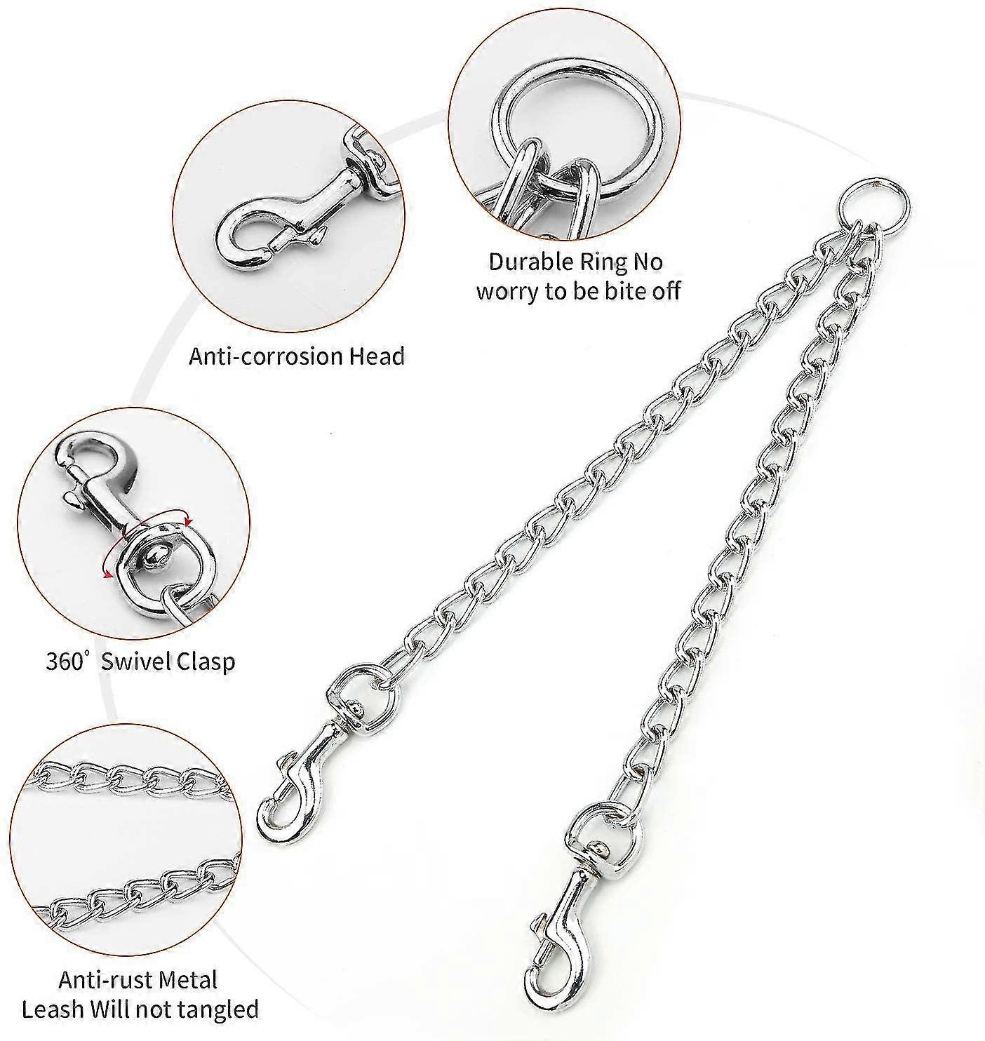 Heavy Duty 2 Way Dog Lead Metal Chain Double Pet Clip Leash Coupler(s 3 ...
