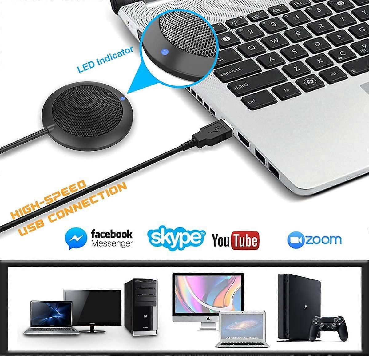 Conference USB Microphone for Computer, Plug & Play Omnidirectional ...