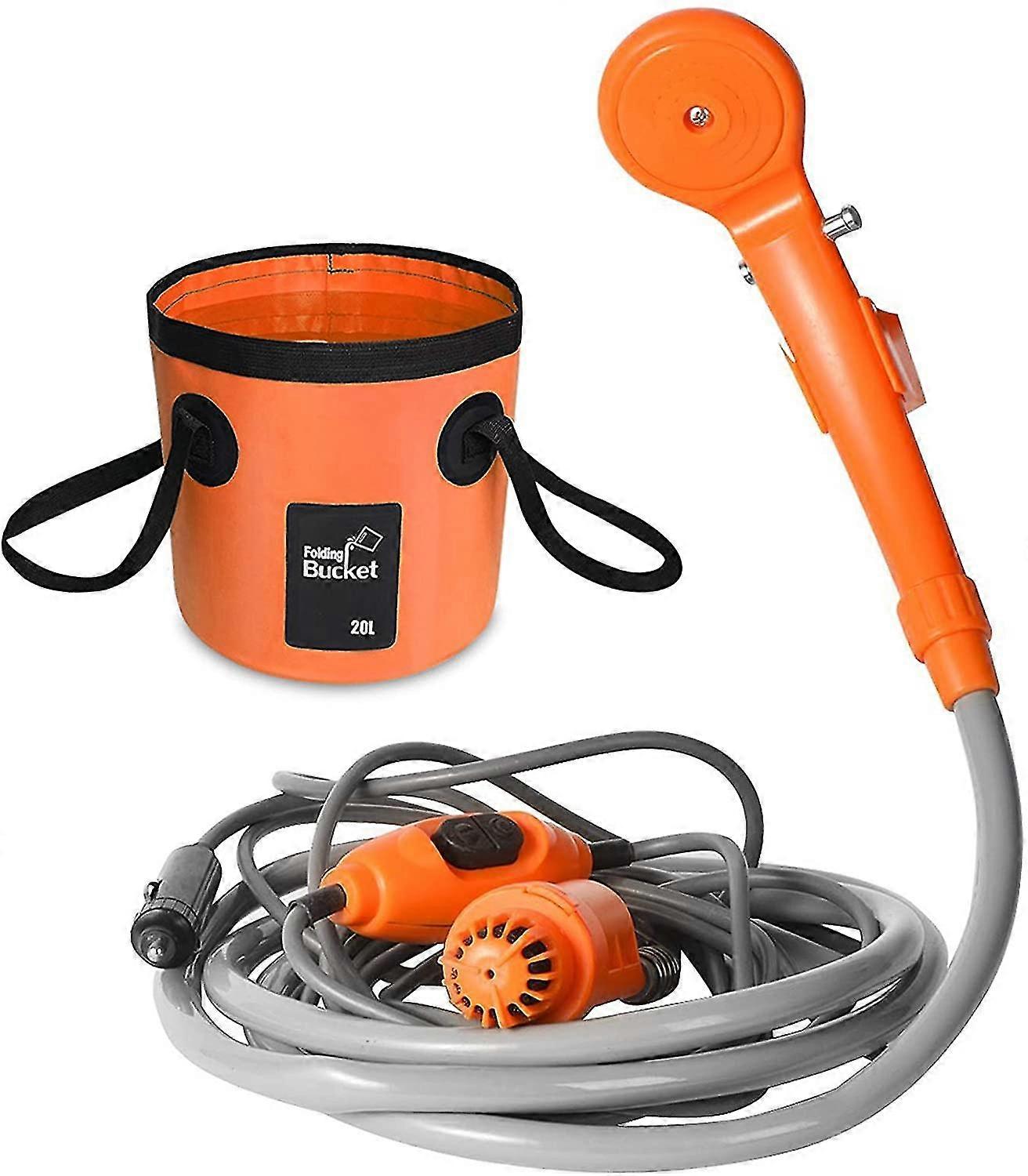 Portable Outdoor Shower Folding Bucket Kit, Camping Shower Head Plug ...
