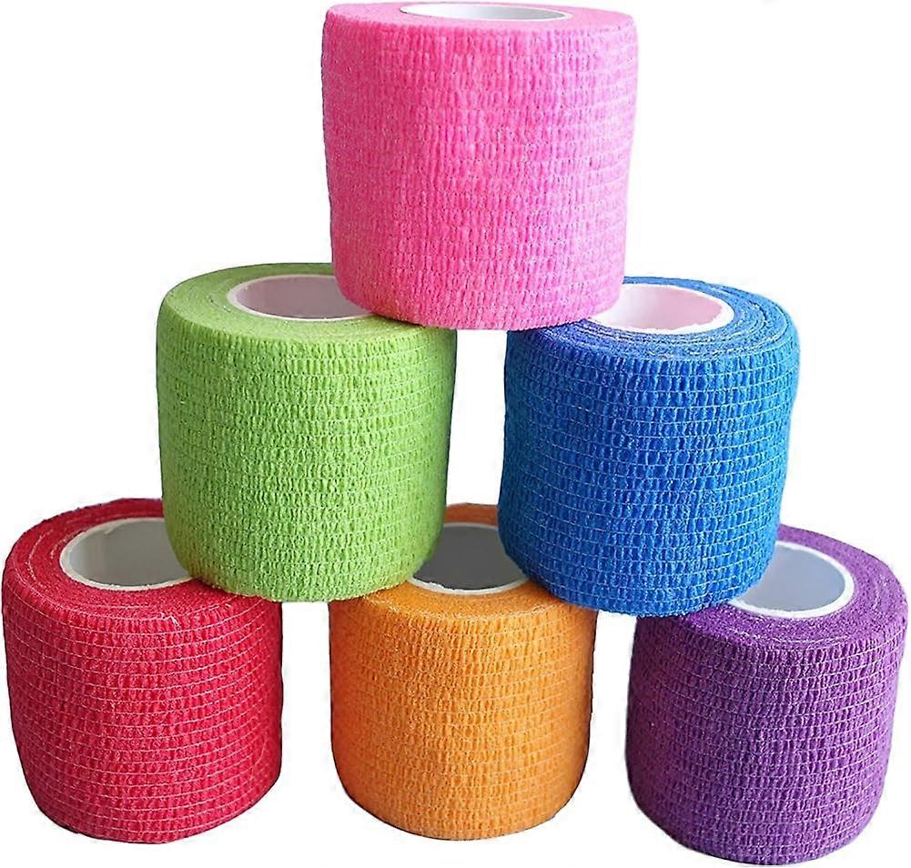 6 Pack 2" x 5 Yards Self Adhesive Bandage Wrap Breathable Cohesive Vet ...