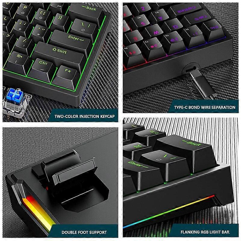 K620 Hotswap Mini Gaming Mechanical Keyboard 61 Keys RGB Type-C Wired ...