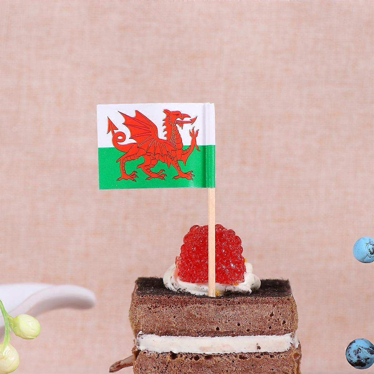 100pcs Wooden Flag Toothpicks National Day Decoration Cupcake Toppers ...