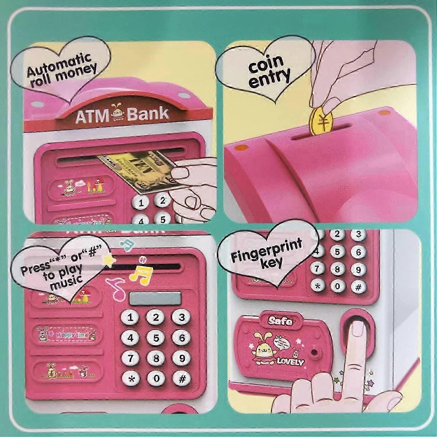 Bank for Kids Money Bank Machine with Fingerprint& Password Code Mini ATM Bank Coin Can ...