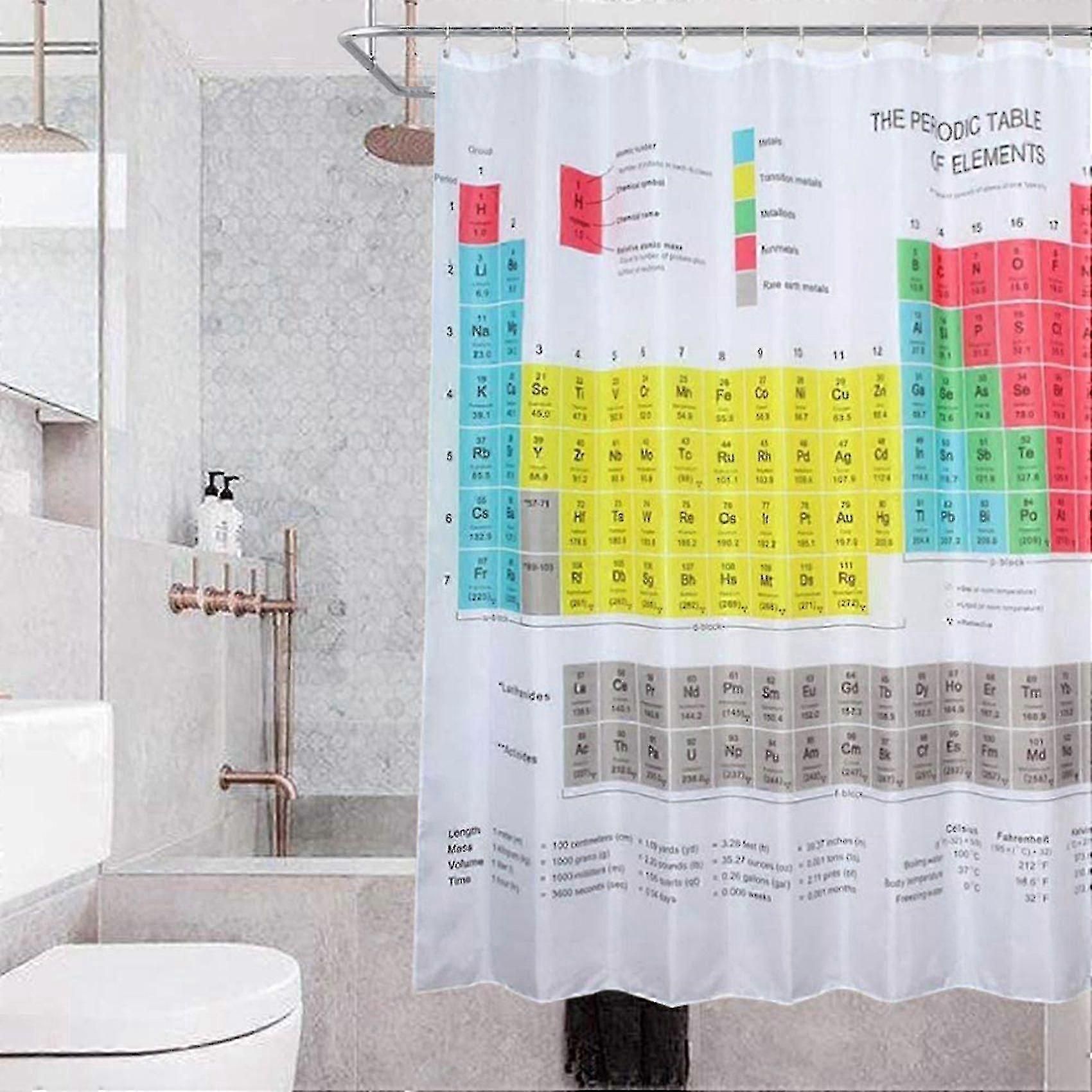 Periodic Table Of Elements Shower Curtain Waterproof Fabric Curtains ...