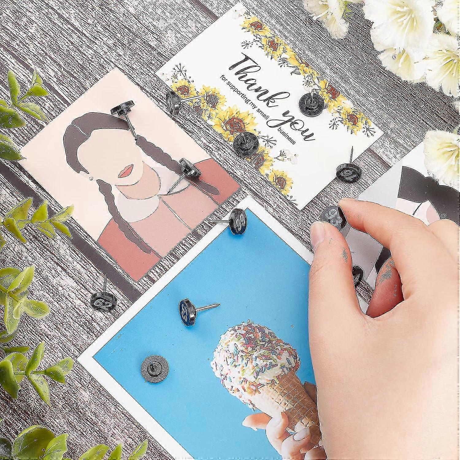 100 Pcs Numbered Push Pins, Black Base Map Number Push Pins with ...