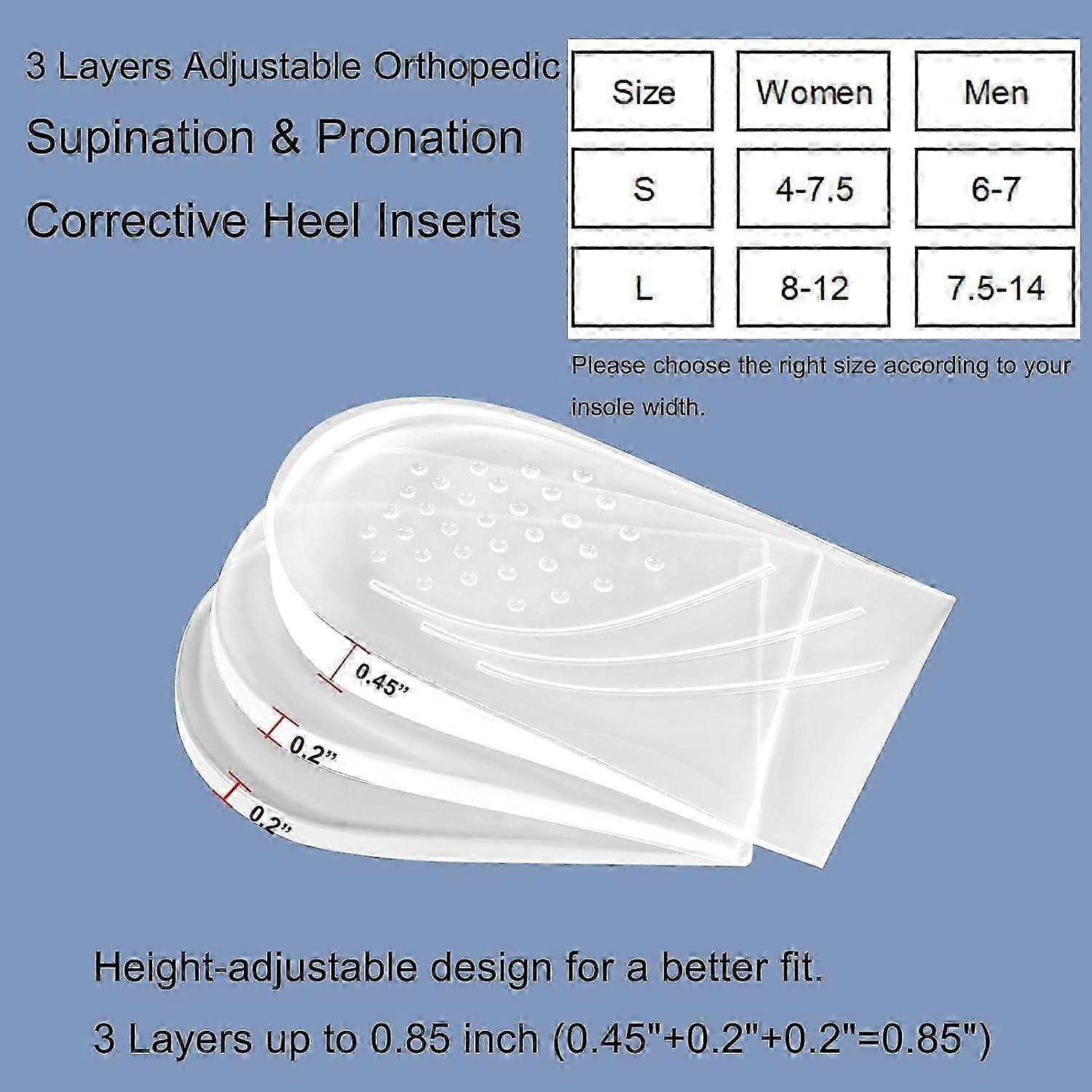 2/3 Layer Adjustable Orthopedic Heel Lift for Supination & Over ...