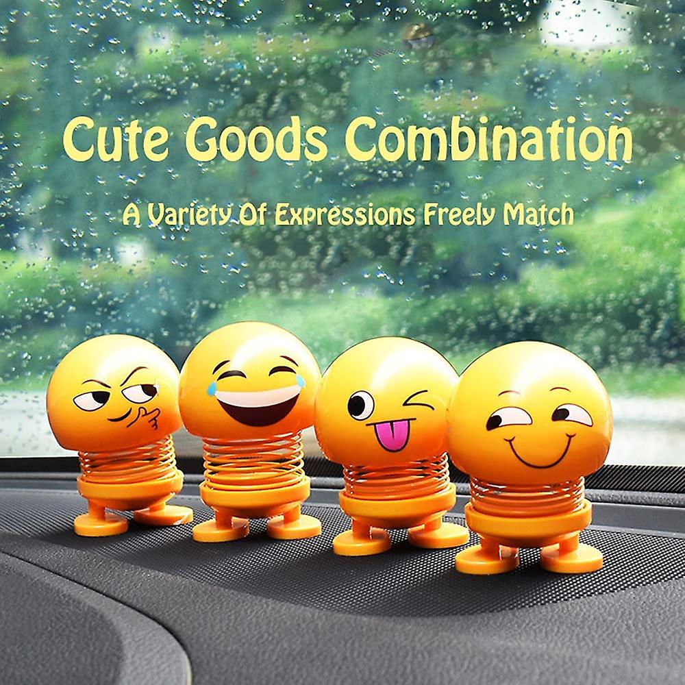 Car Ornaments Shaking Head Dolls,cute Funny Smiling Face Spring Bobble ...
