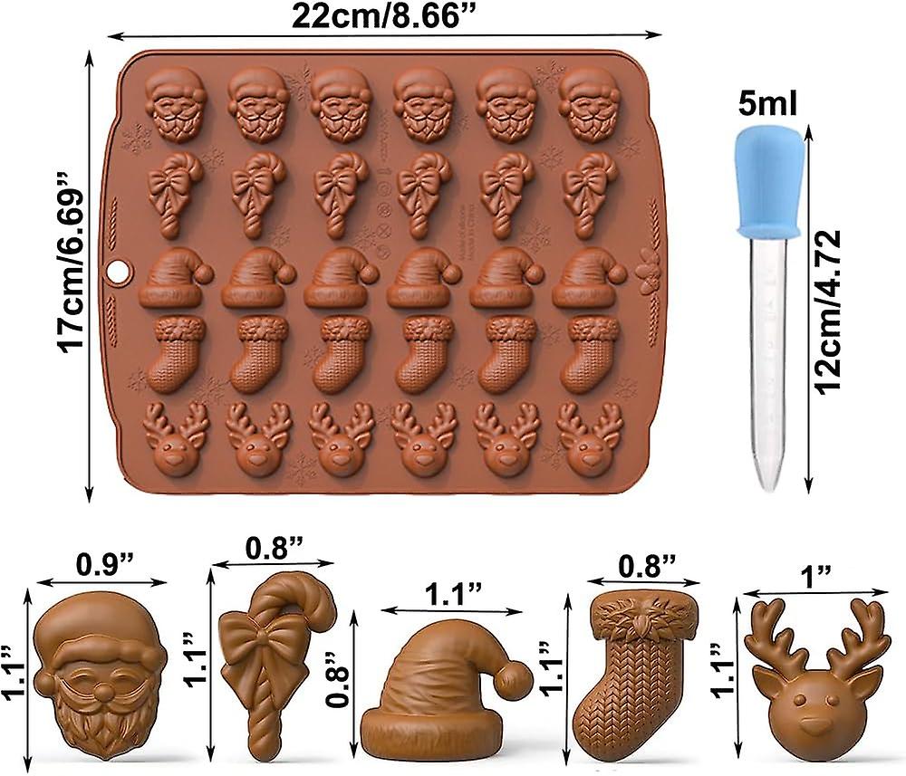 2 Pack Christmas Chocolate Mold Santa Claus Candy Canes Hat Stockings ...