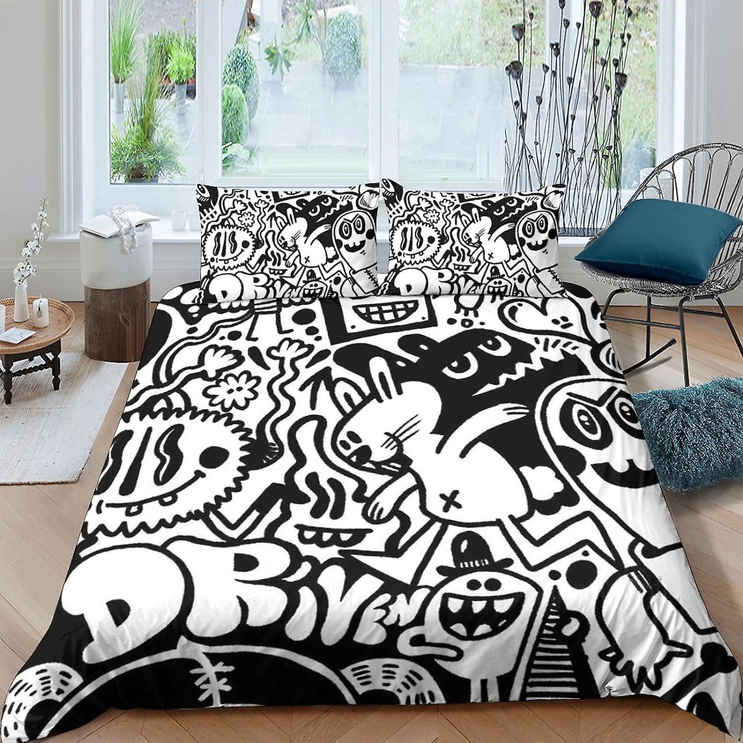 ARIJORJA Cartoon Duvet Cover Set 3D Graffiti Pattern Printe Bedding ...
