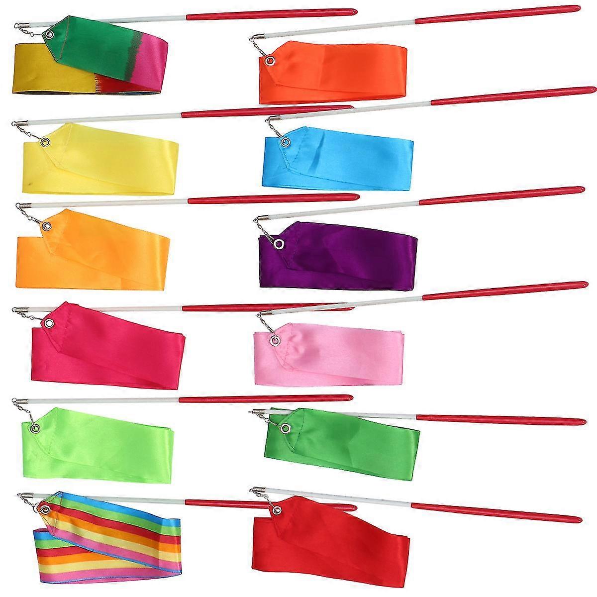 12 Pcs Kids Kits Rhythmic Gymnastic Ribbon Ribbon Dancer Wand Ribbon ...