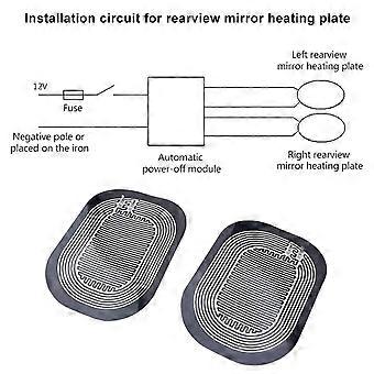 Car Side Wing Mirror Heating Pad DC 12V Universal Rearview Mirror Mist ...