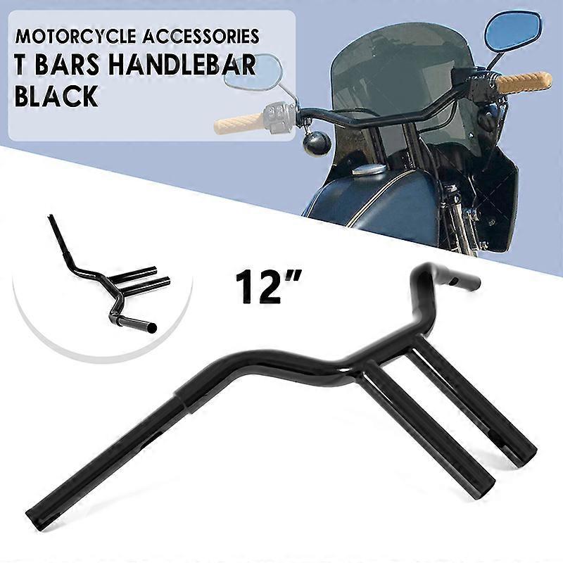 Bracingo Motorcycle Rise Sliver Black 12 14 inch T-Bar Steel Handleba ...