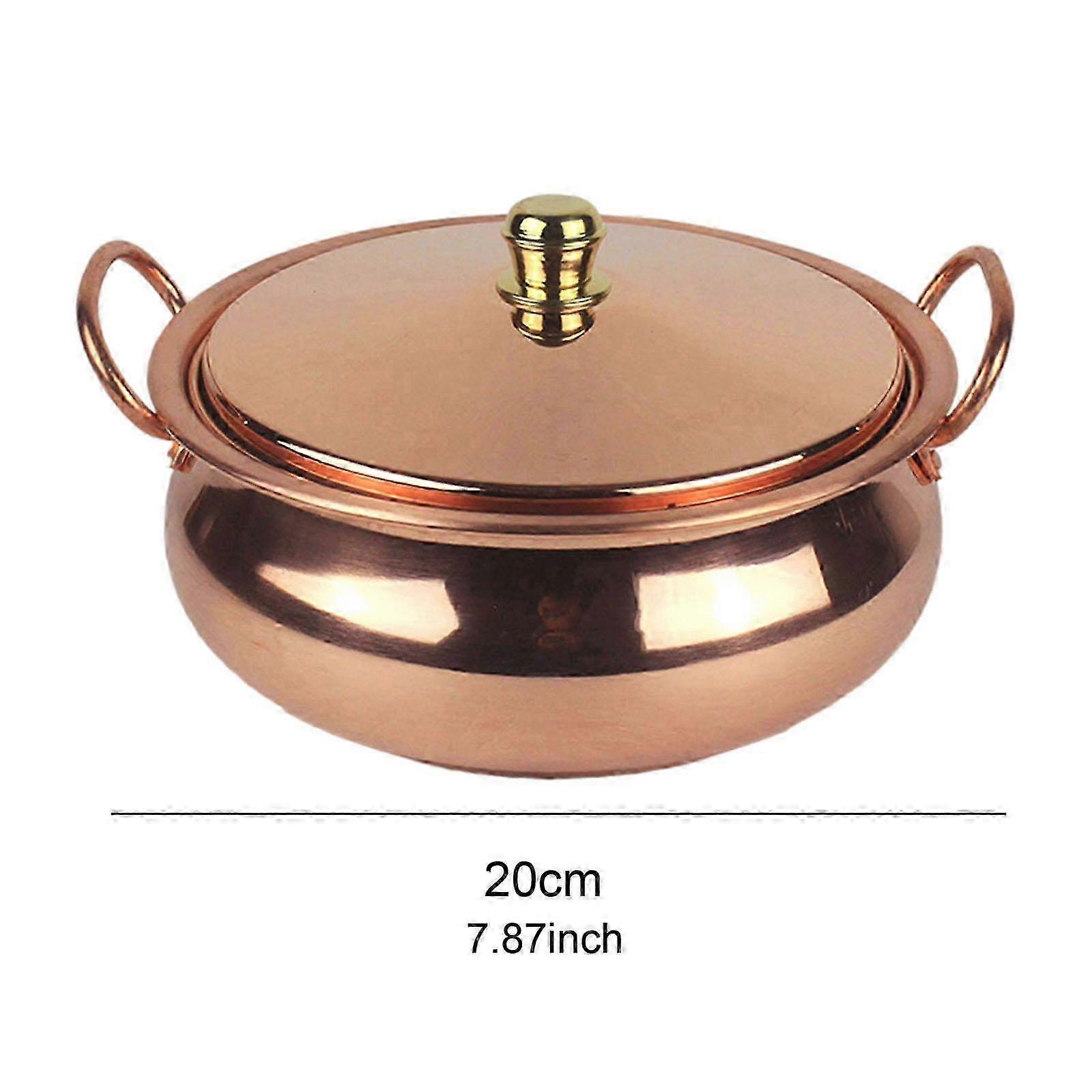Pure Copper Pot Binaural Pot Cooking Pot with Cover Stew Pan Copper ...