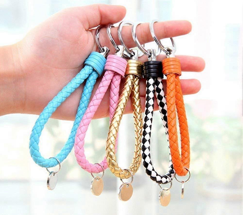 Key Chains Handwoven Leather Keychain Simple Car Key Chain Accessories ...