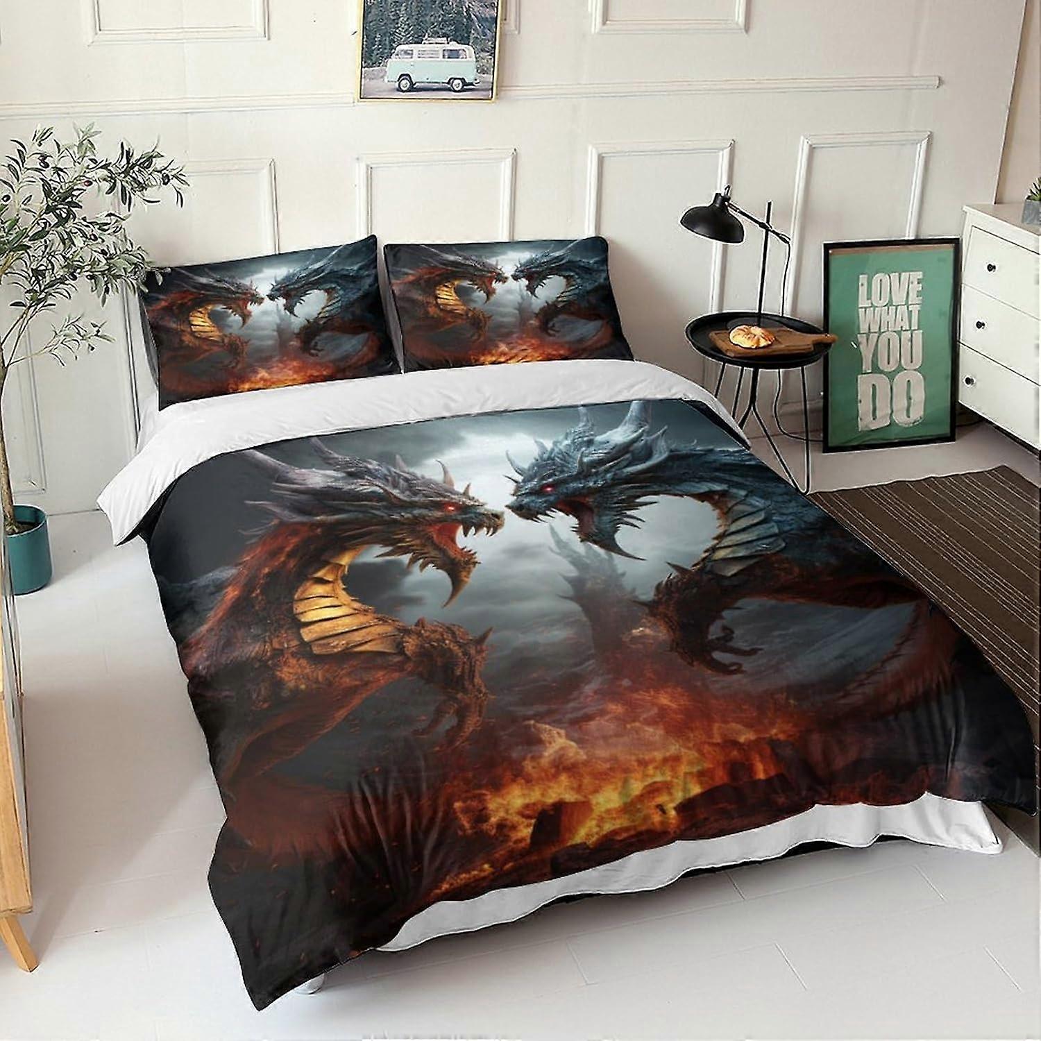 Brave Dragon Duvet Cover Microfiber Bedding Set, 3D Print Art Comforter ...