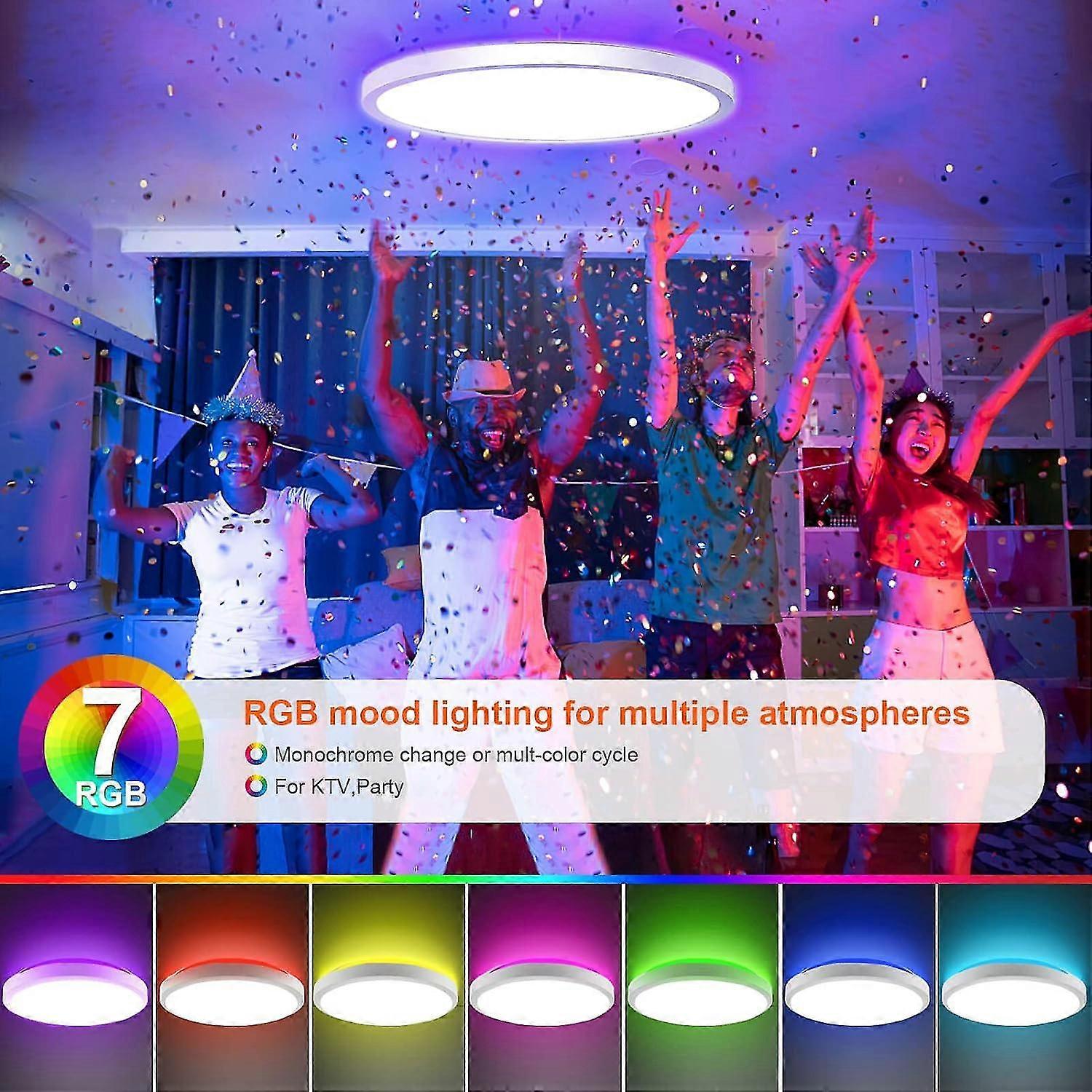 Led Ceiling Light With Rgb Backlight 24w Dimmable With Remote Control ...