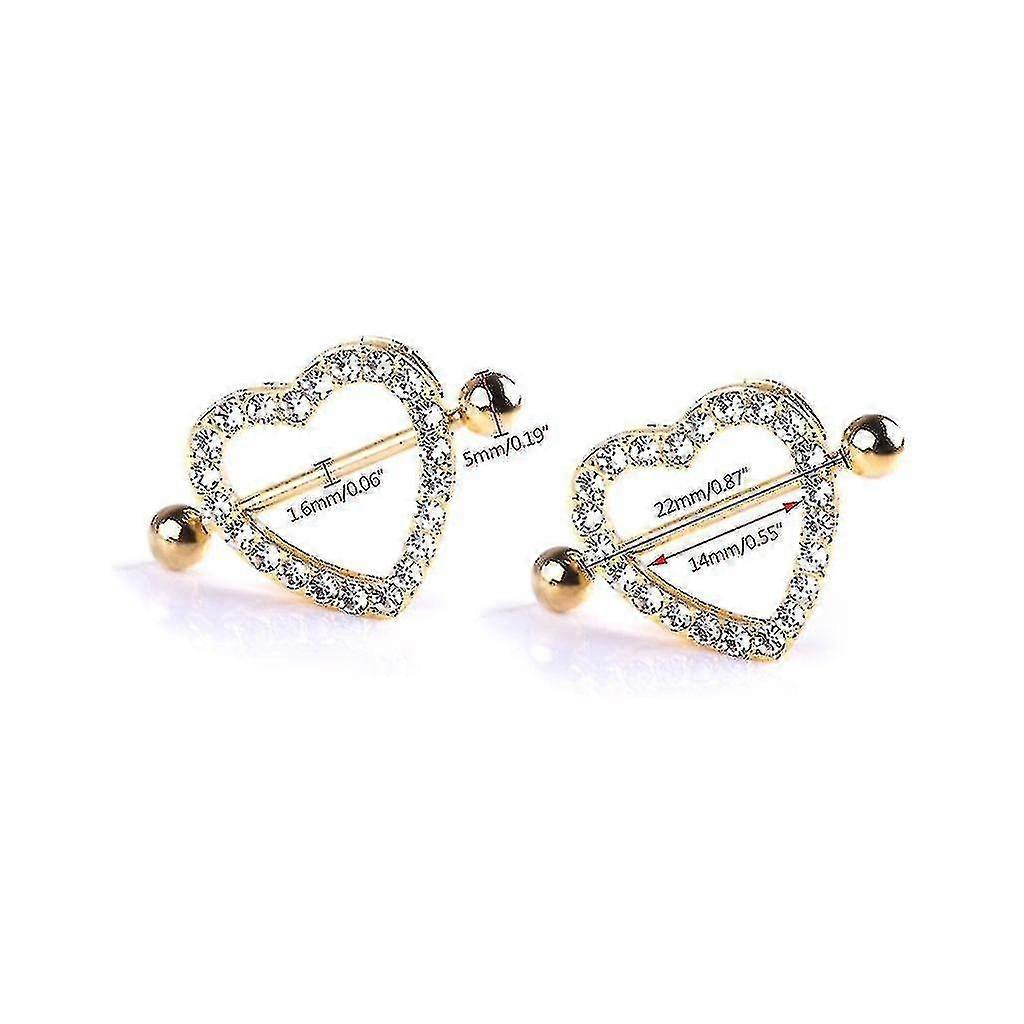 Two-layer Nipple Piercing Barbell Heart Nipple Rings For Rhinestone Nipple Stud Best | Fruugo UK
