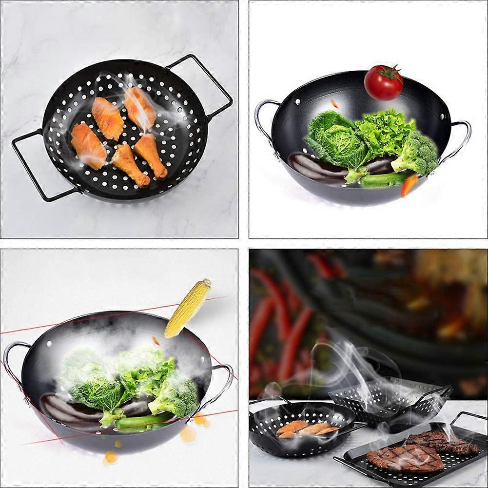 Cast Iron Griddle Plate Perforated Not Sticky Barbecue Pan for Gas ...