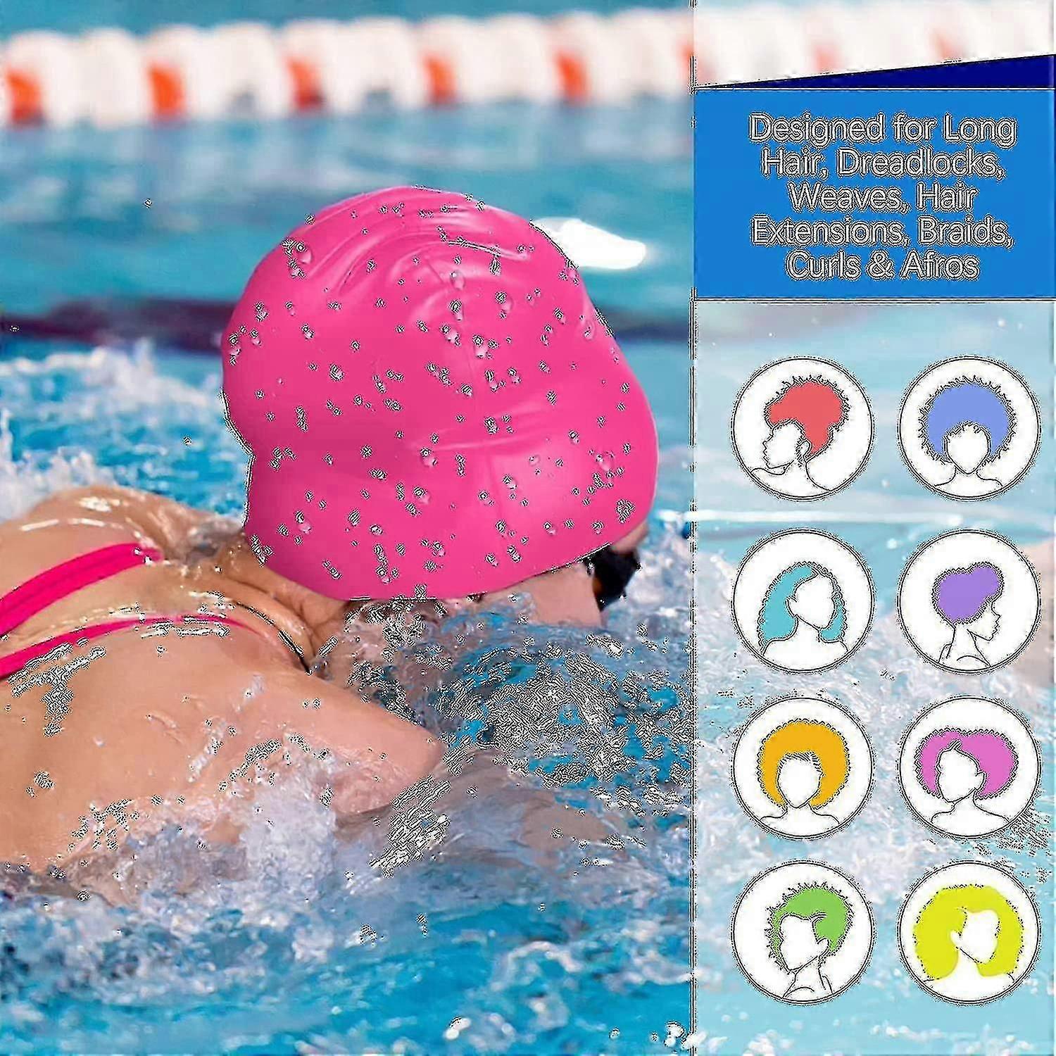 Extra Large Swim Cap Long Hair Swimming Cap for Man and Woman Silicone ...